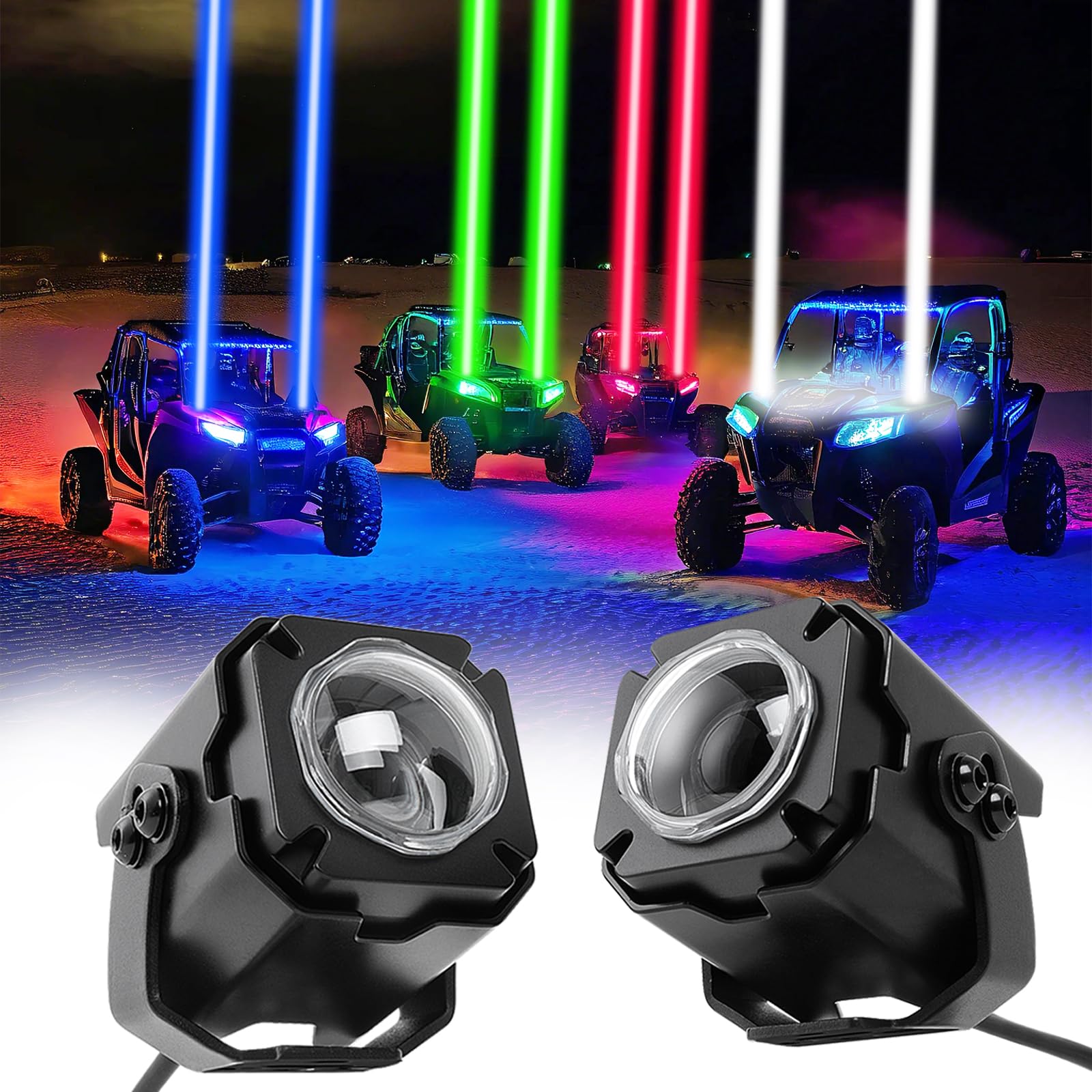 DREAMOTOR Whipless LED Whip Lights, 2PCS RGBW Spot Beam Pod Whip Light ...