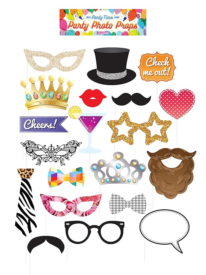 Party Selfie Photo Props On Sticks: Amazon.co.uk: Toys & Games