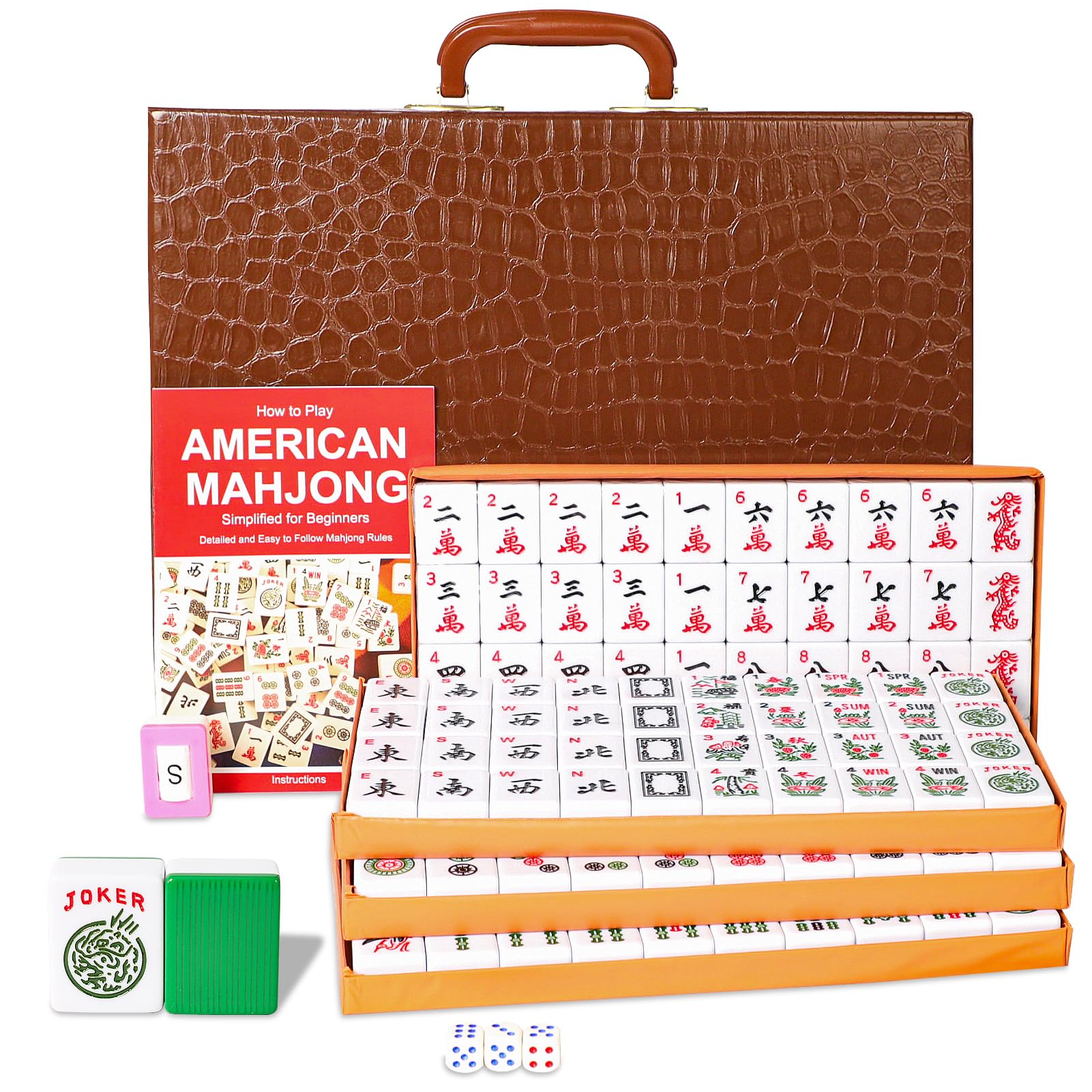 GUSTARIA American Mahjong Set, Mahjongg Game Set with 166 Numbered 1.5 ...