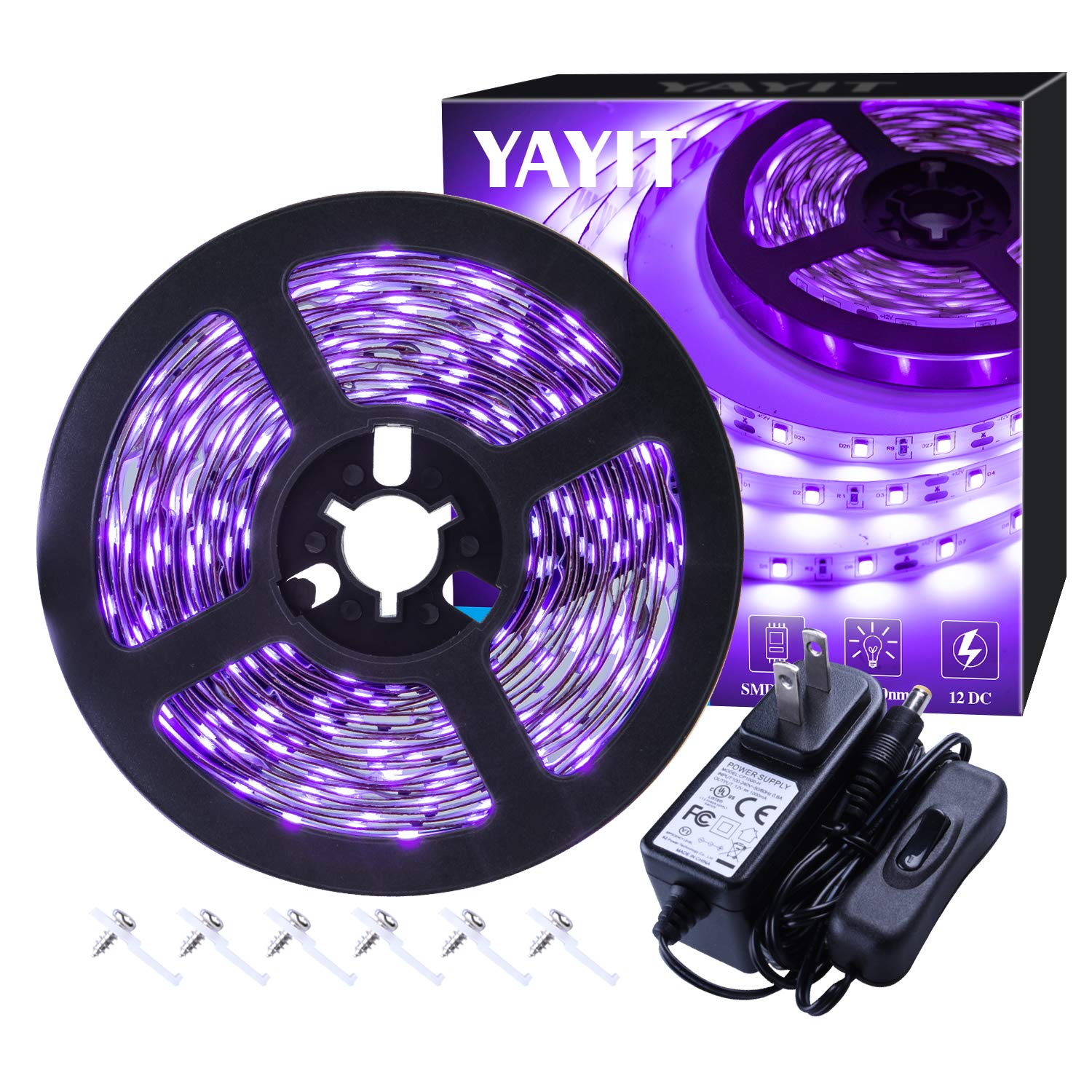 YAYIT 20ft LED Black Light Strip Kit,360 Units,12V Flexible Blacklight ...