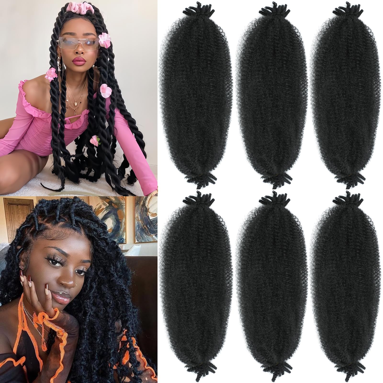 Spring Afro Twist Hair, 24 Inch Springy Marley Twist Braiding Hair Pre ...