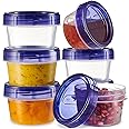 Amazon.com: PLASTICPRO 6 Pack Twist Cap Food Storage Containers with Blue Screw on Lid- 4 oz ...