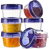Amazon.com: PLASTICPRO 6 Pack Twist Cap Food Storage Containers with Green Screw on Lid- 4 oz ...