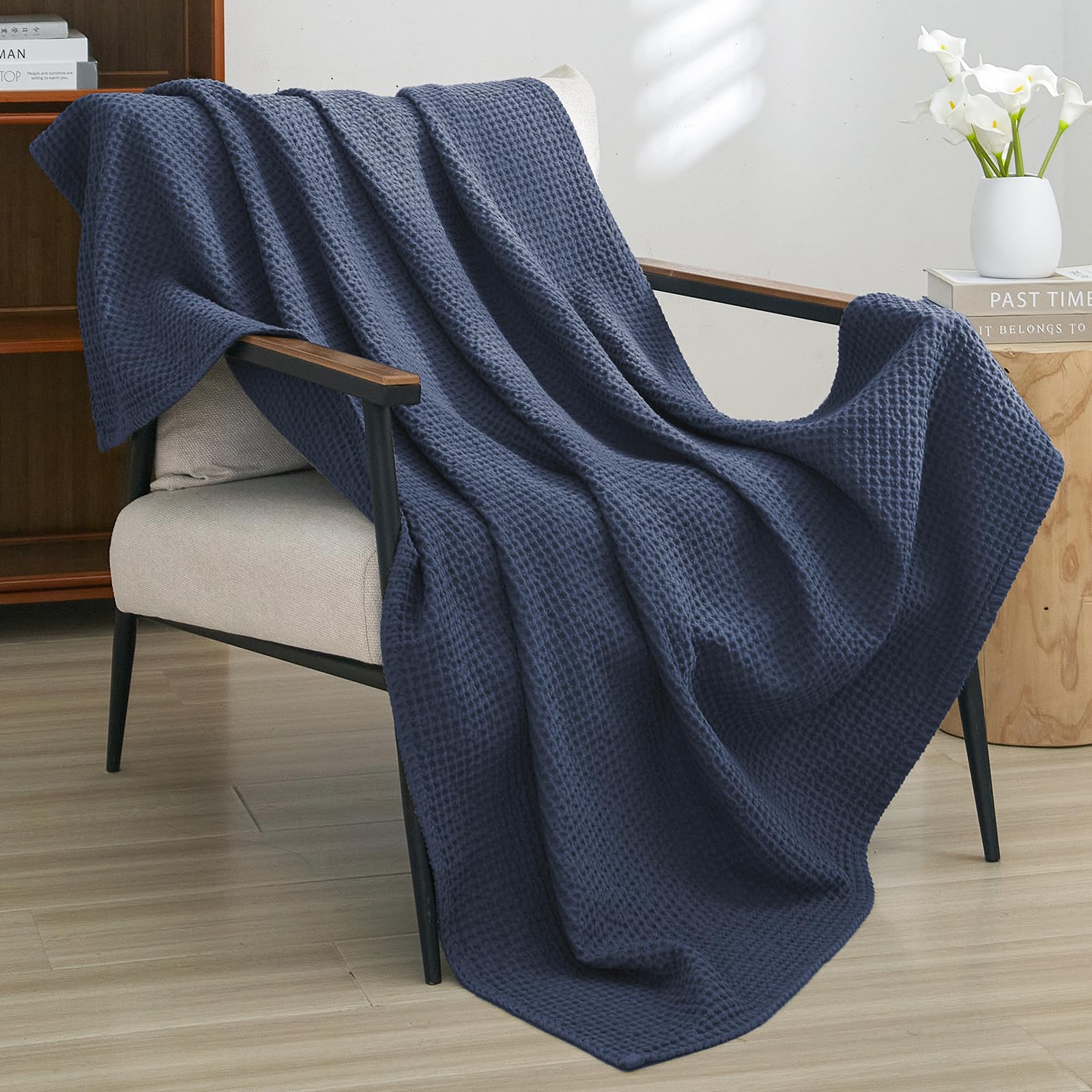 PHF Pre-Washed Cotton Waffle Weave Blanket Throw Size for Bed Couch,Snag Proof Spring Summer ...