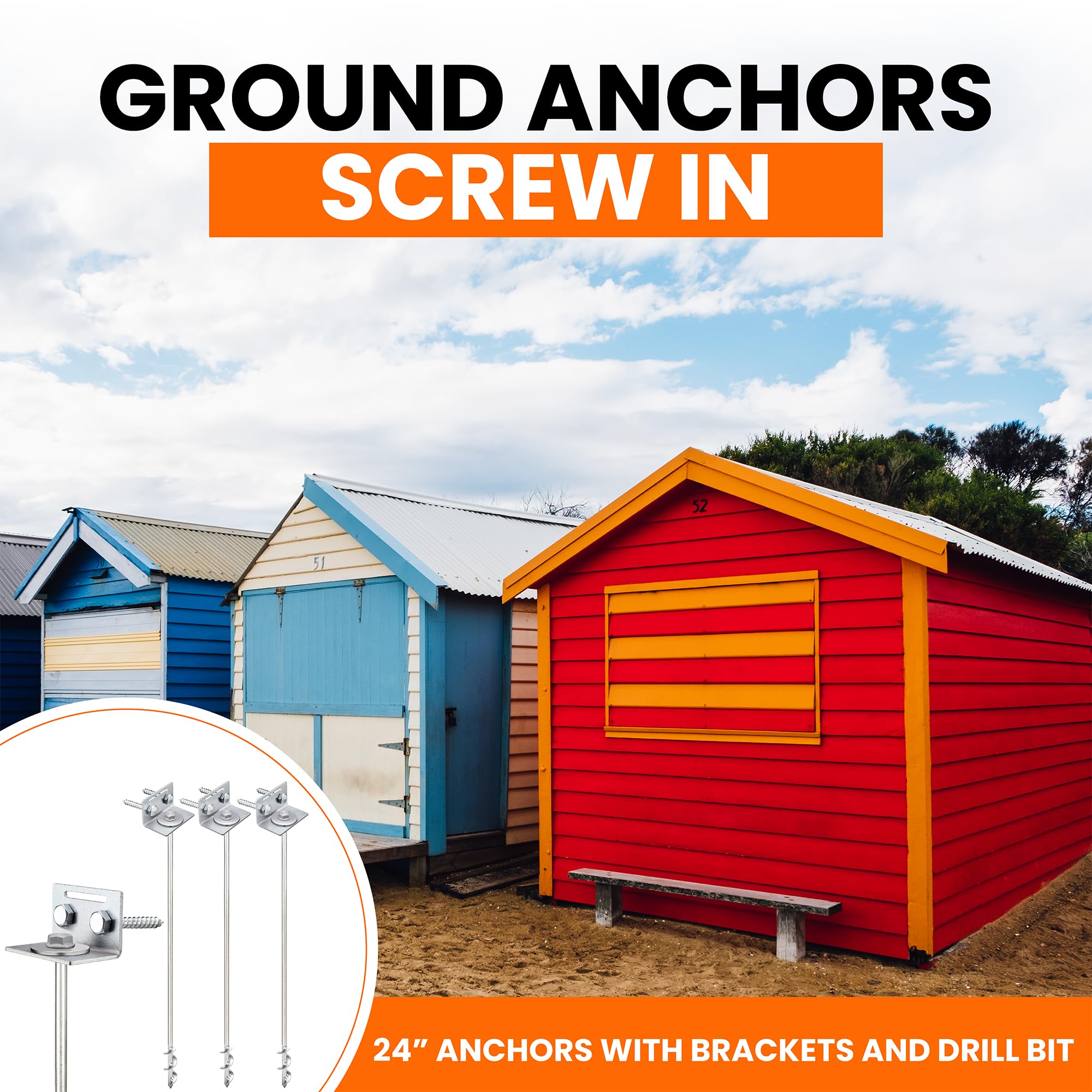 Mua Ground Anchors Screw In - 24" Set of 4,6,8 with Brackets and Drill ...