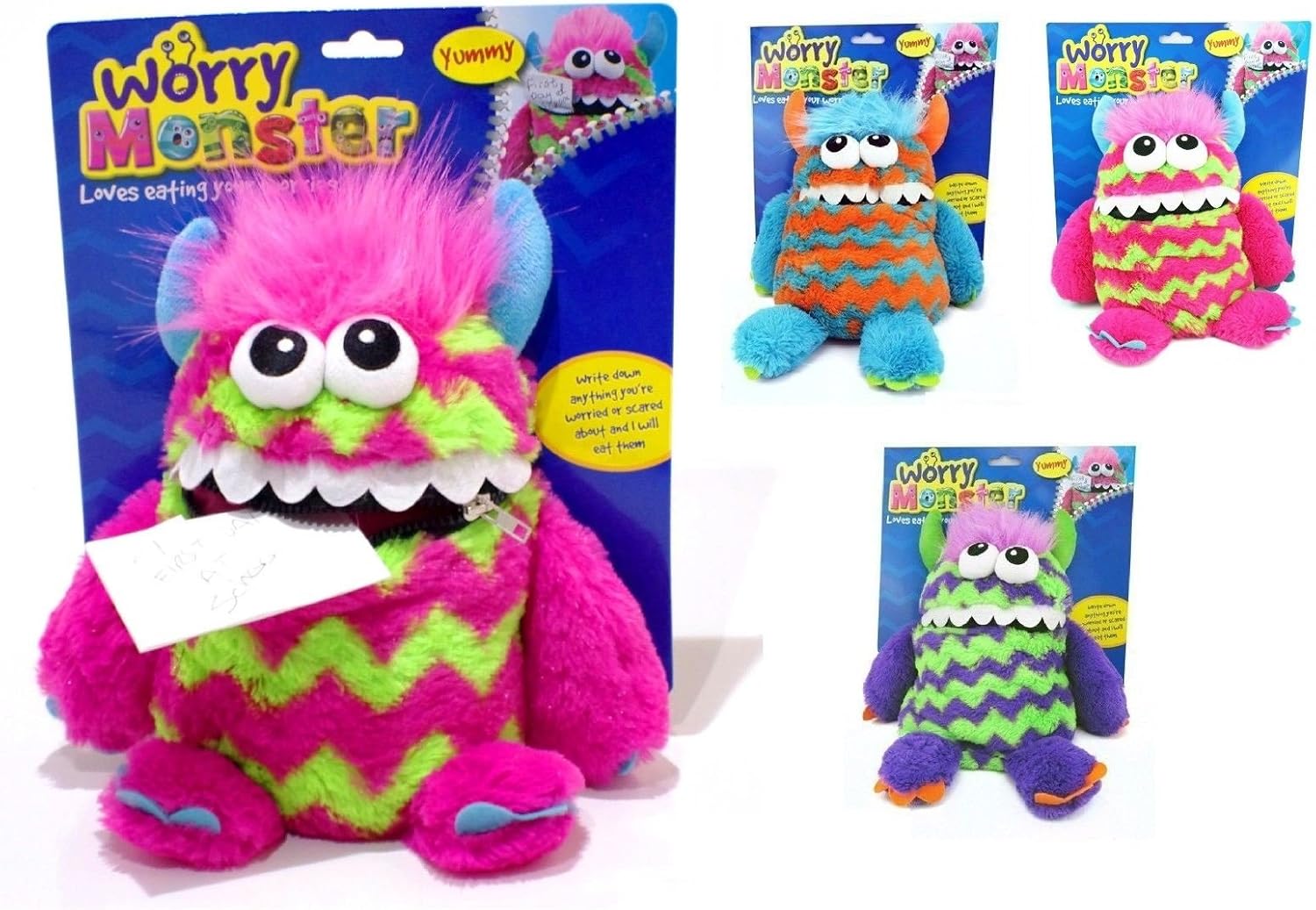Lizzy LARGE WORRY MONSTER Kids Soft Plush Teddy Eats Worry Notes Feed ...