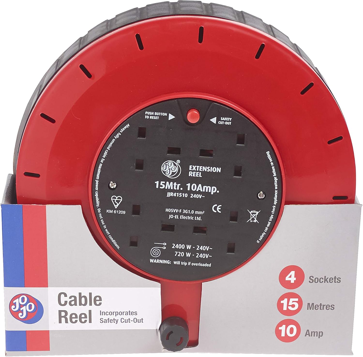 Schneider Electric Thorsman – 4 Socket Extension Lead Reel, 15m, 10A ...