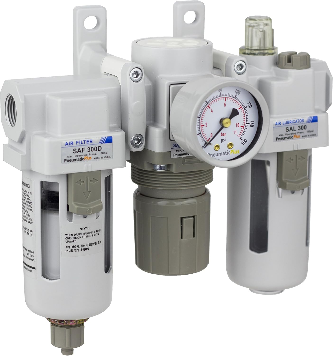 PneumaticPlus SAU300-03G Compressed Air Filter Regulator Lubricator ...
