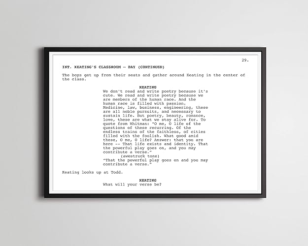 Amazon.com: Dead Poets Society"Verse" Screenplay POSTER! (up to 24" x ...