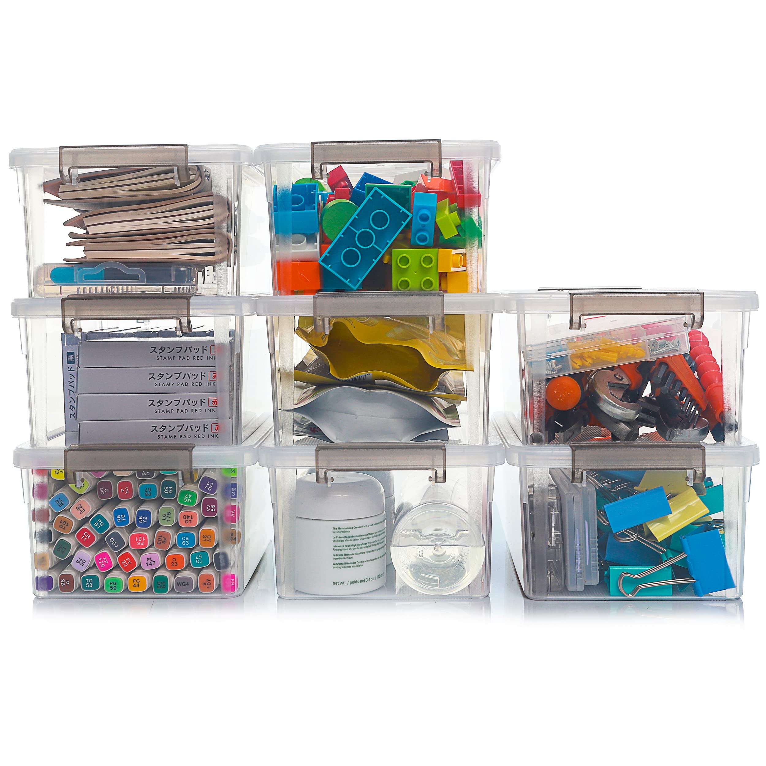 Citylife 8 Packs Small Storage Bins with Lids 3.2 QT Plastic Storage ...