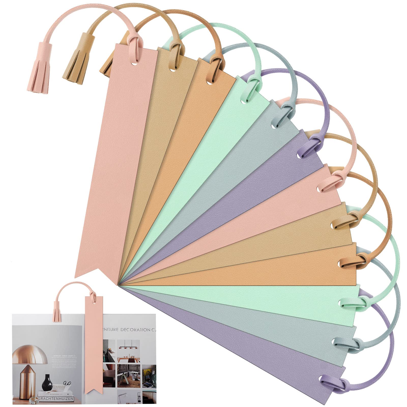 Panelee 12 Pcs Bookmarks for Women Leather Bookmark Pastel Bookmarks ...