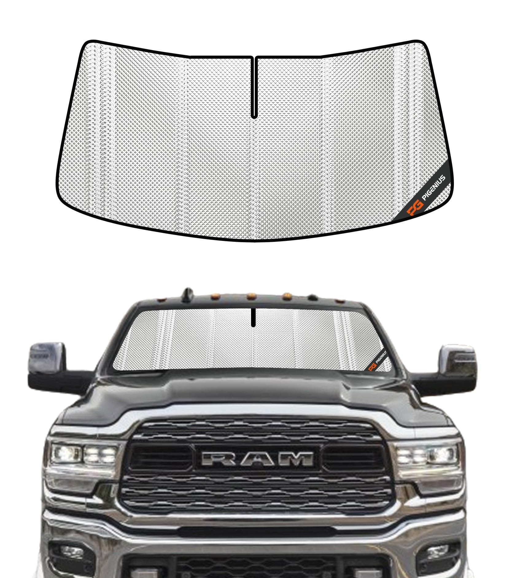 Pigenius Windshield Sun Shade for Ram 2500/3500 2019-2025 with 5 Inch ...
