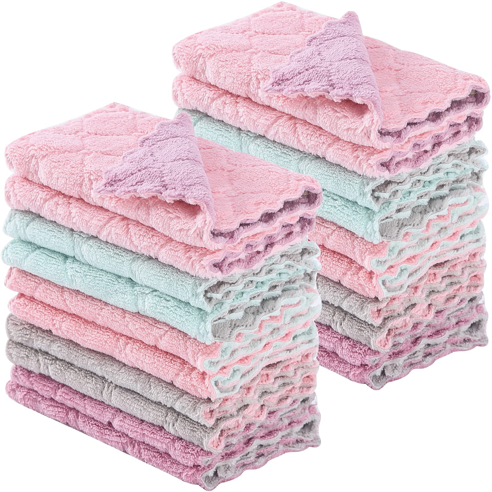GADIEDIE 20 Pack Kitchen Dish Cloths Dish Towels,Super Absorbent Coral ...