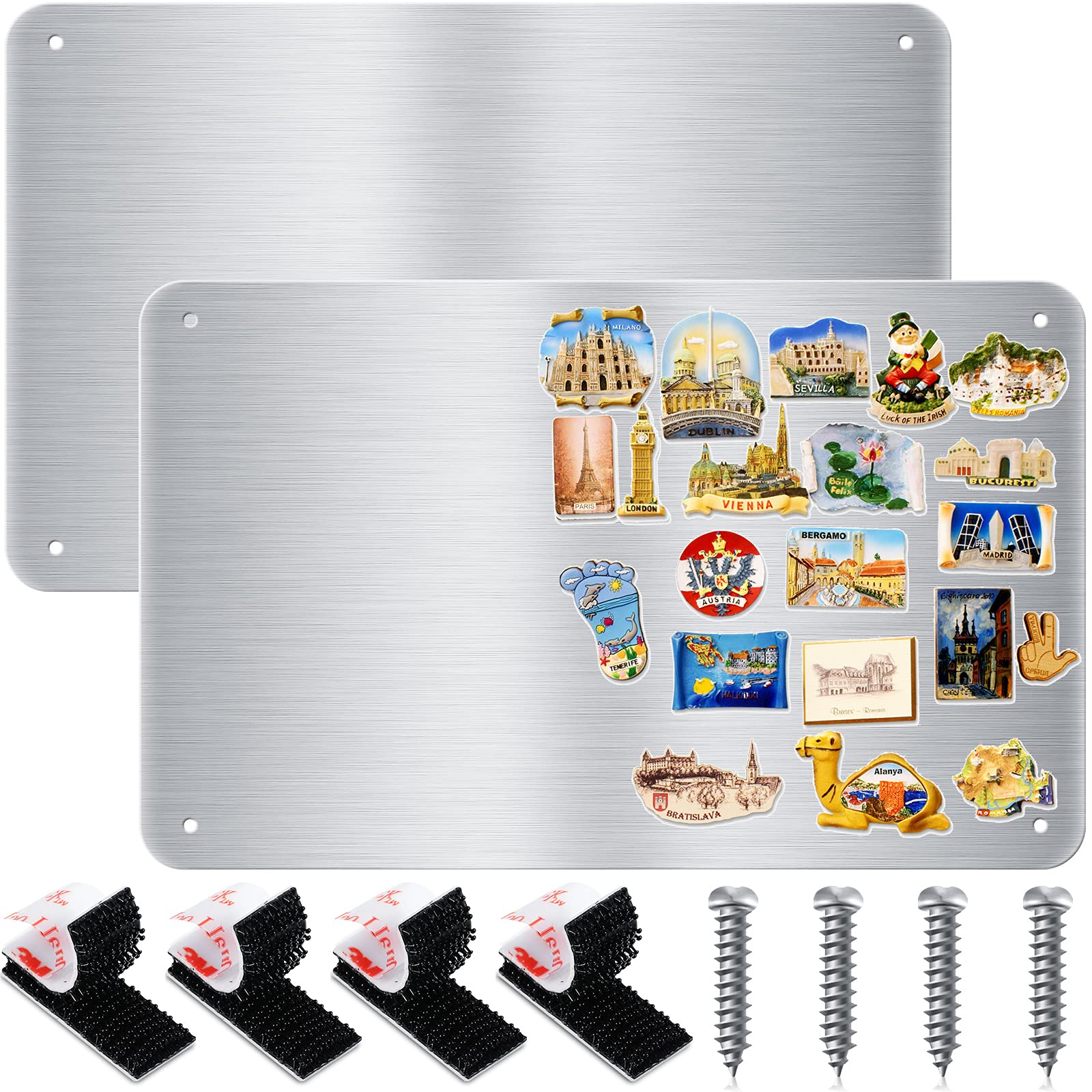 Chinco 2 Pack Metal Magnet Boards 17.7 x 11.8 in Stainless Steel ...