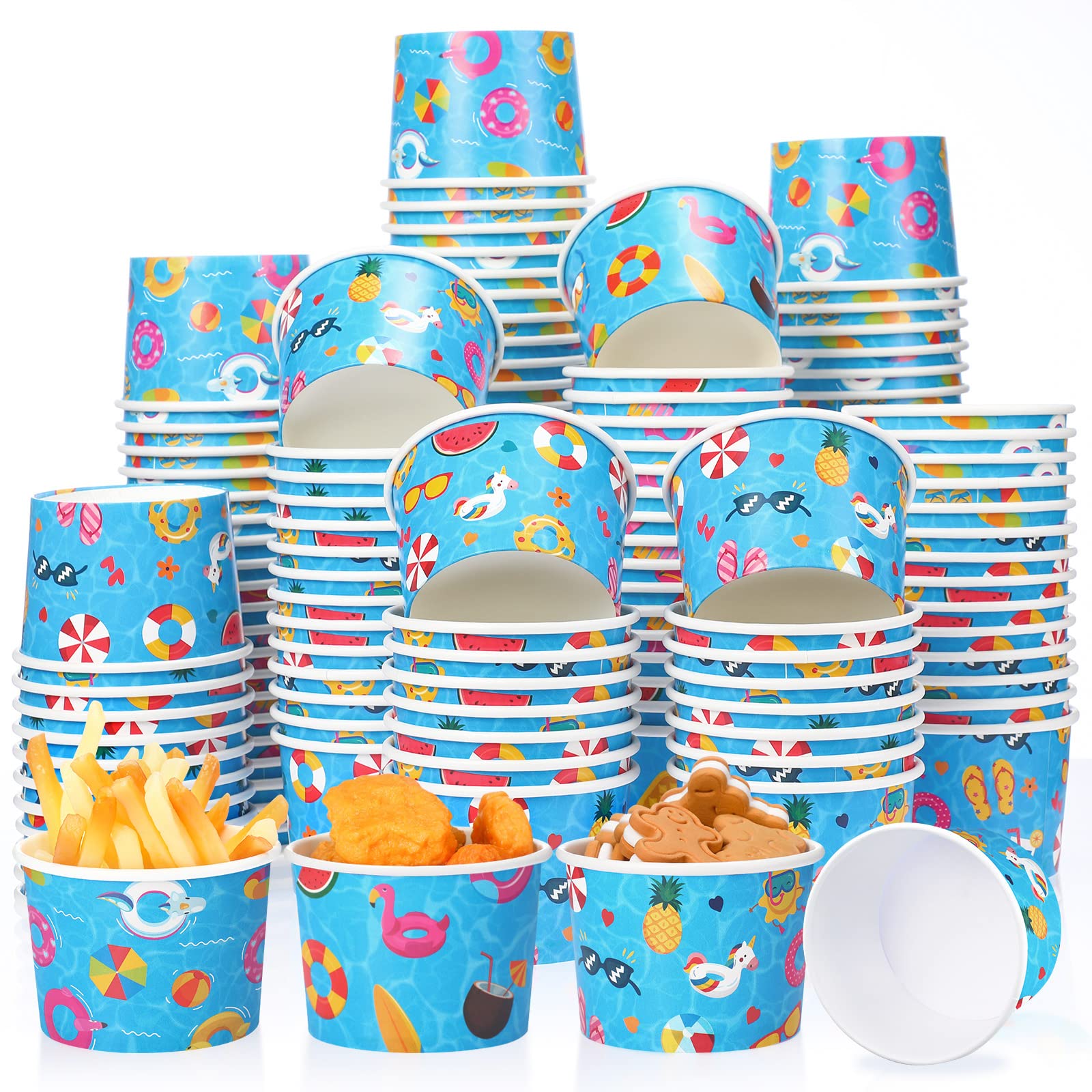 Didaey 150 Pcs 8 oz Pool Party Cups Summer Ice Cream Paper Cups ...