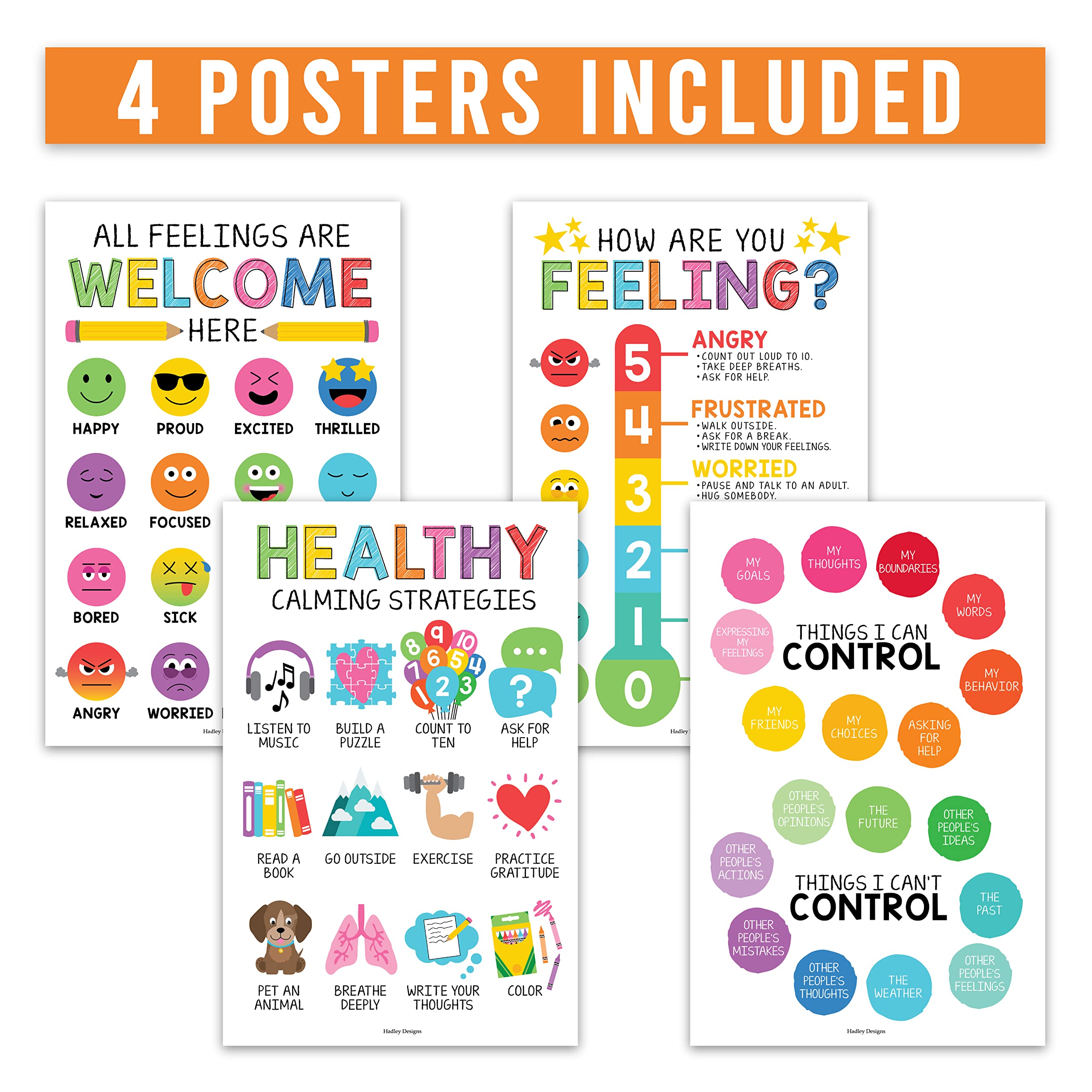 Mua Hadley Designs Feelings Chart For Kids Ages 4-8 - Emotions Chart ...