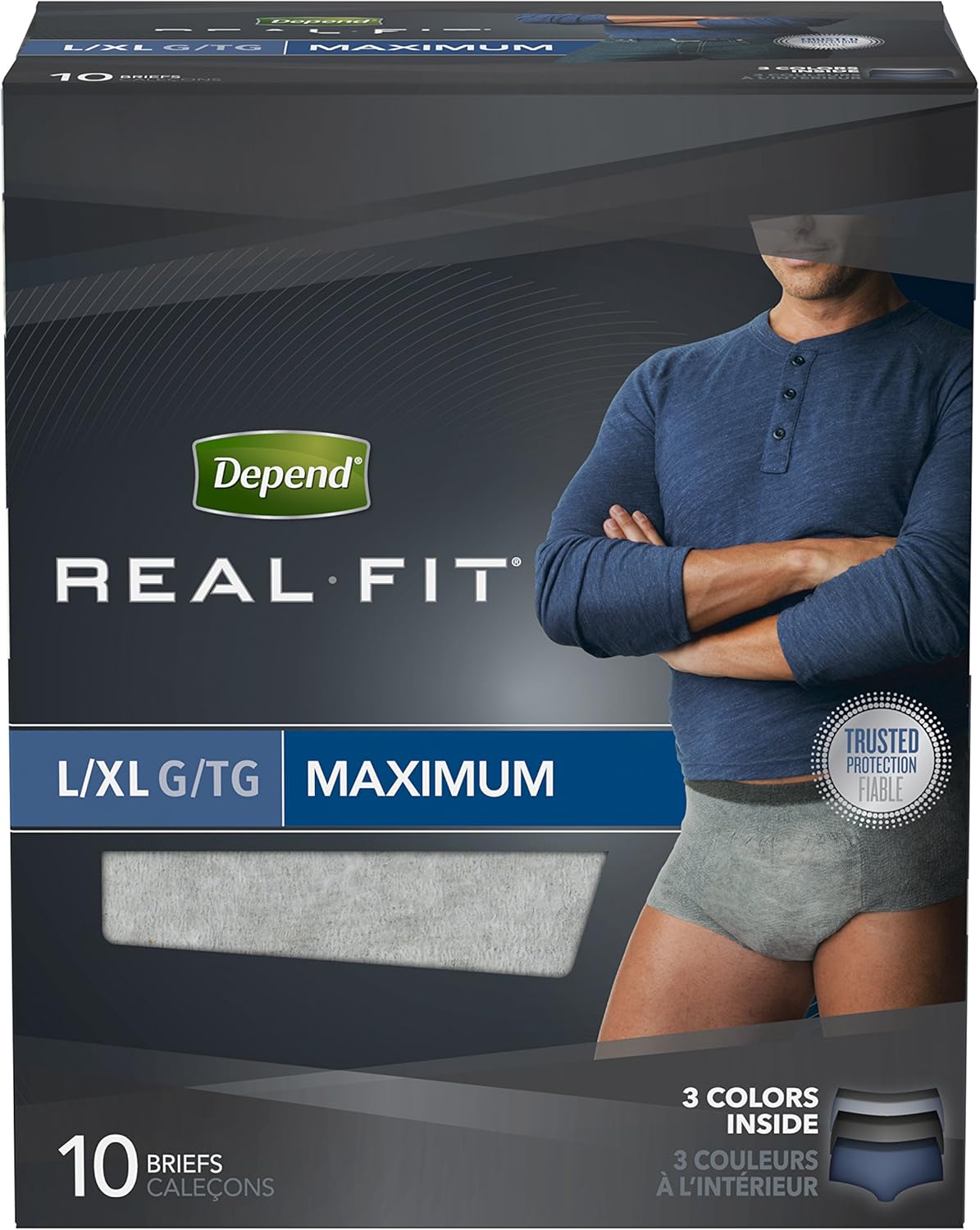 Depend Real Fit for Men Incontinence Briefs, Maximum Absorbency, Large ...
