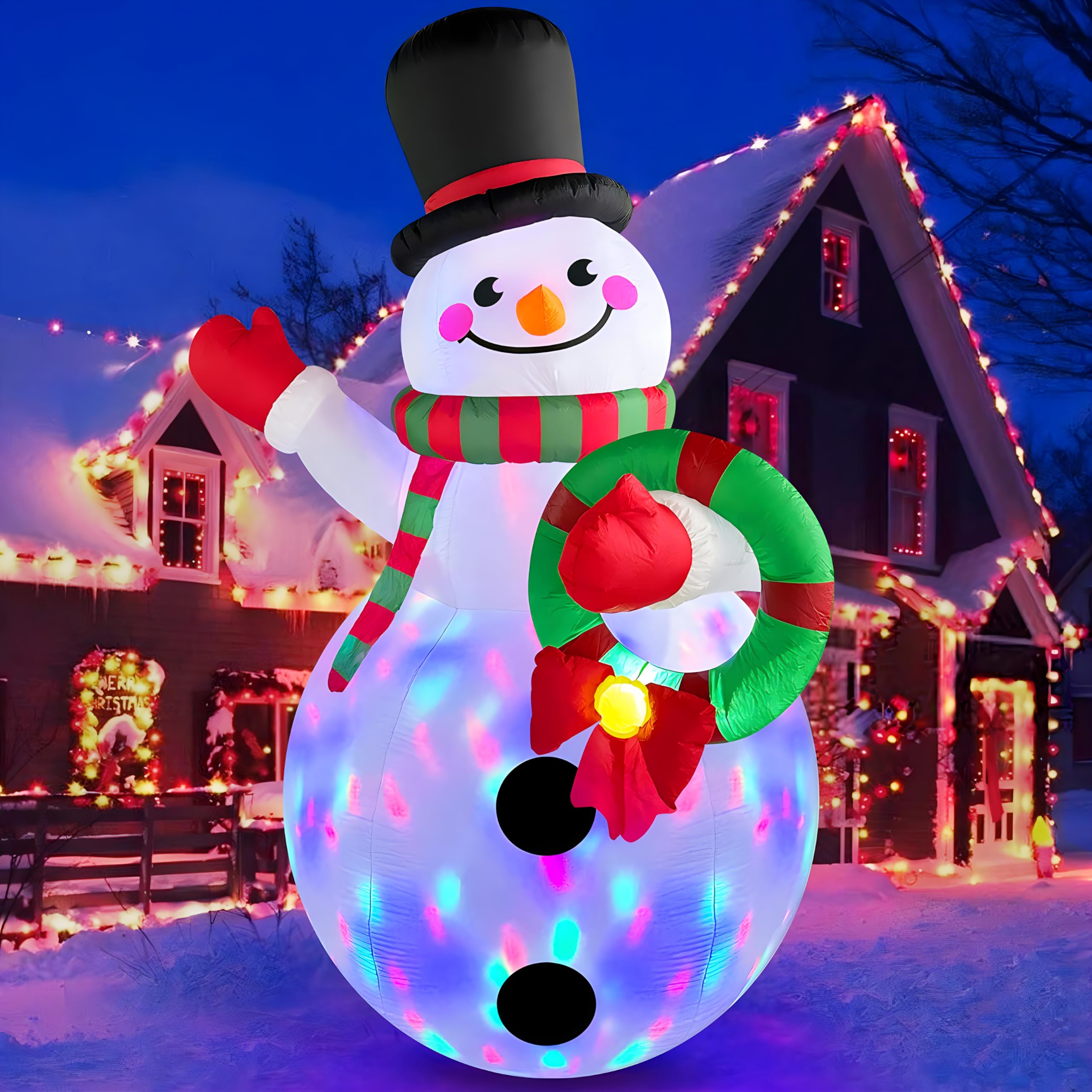 Danxilu 6 FT Christmas Inflatable Snowman with Colorful Rotating Led ...