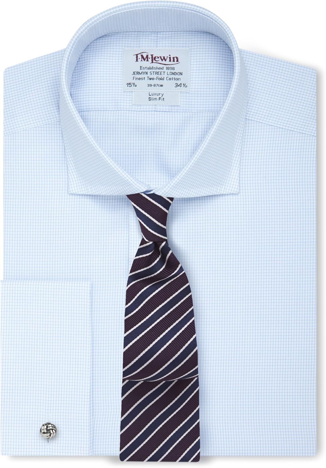 T.M.Lewin Men's Shirt Slim Fit Light Blue Check Twill Everyday Wear ...
