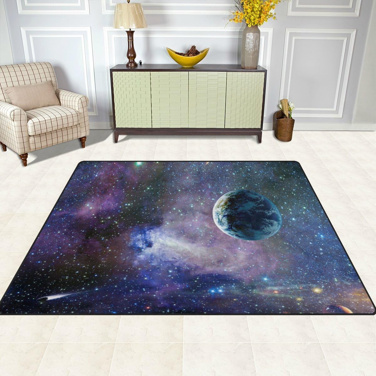 FFY GO Area Rug, Galaxy Planets Universe Print Carpet Super Soft Large ...