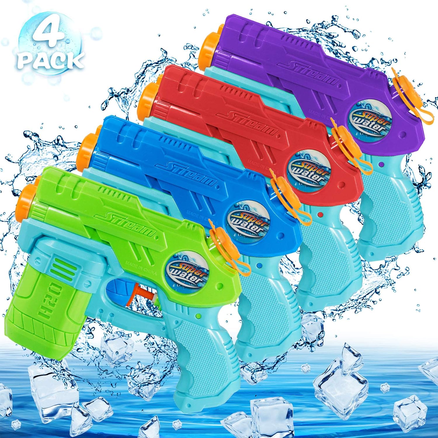 AOLUXLM Water Guns for Boys, 4 Packs Water Pistol Guns for Kids ...