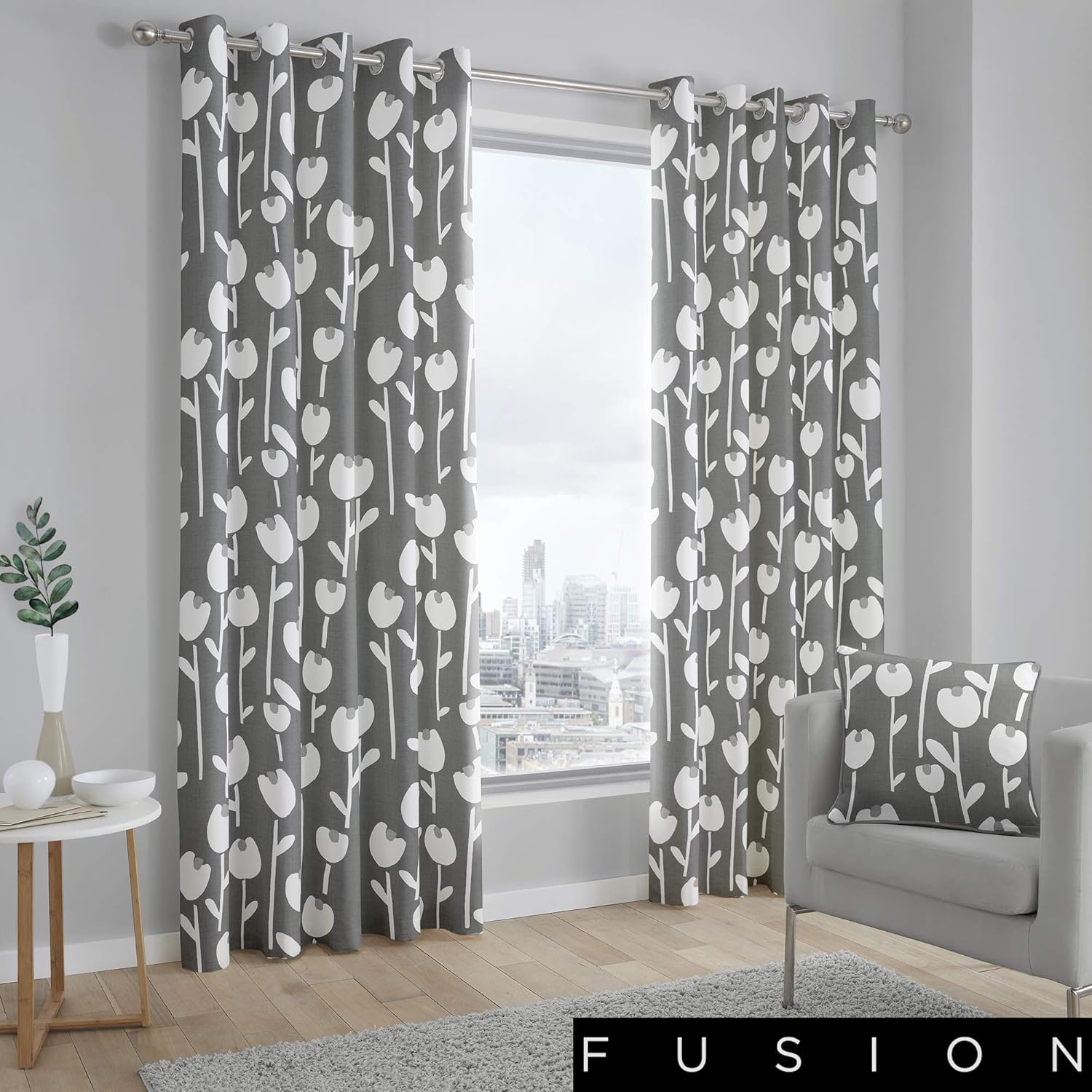 Fusion Two Curtain Panels, 100%, Lining: 52% Polyester / 48% Cotton ...