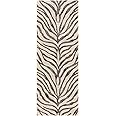 Amazon.com: BoutiqueRugs Ecorse Zebra Print Runner Rug - Black ...