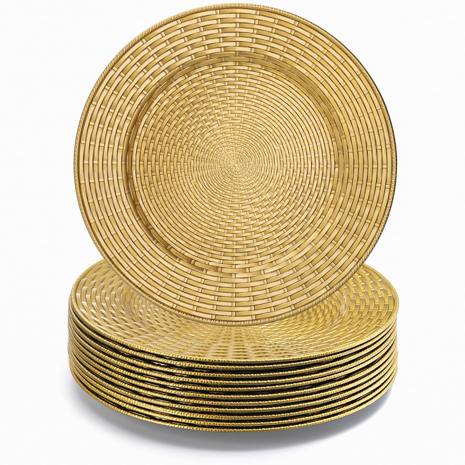 Mezchi Set of 12 Round Gold Charger Plates, 13 Inch Chargers for Dinner ...