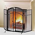 Amazon.com: Gtongoko 3 Panel Fireplace Screen with Doors 51" W x 32" H ...
