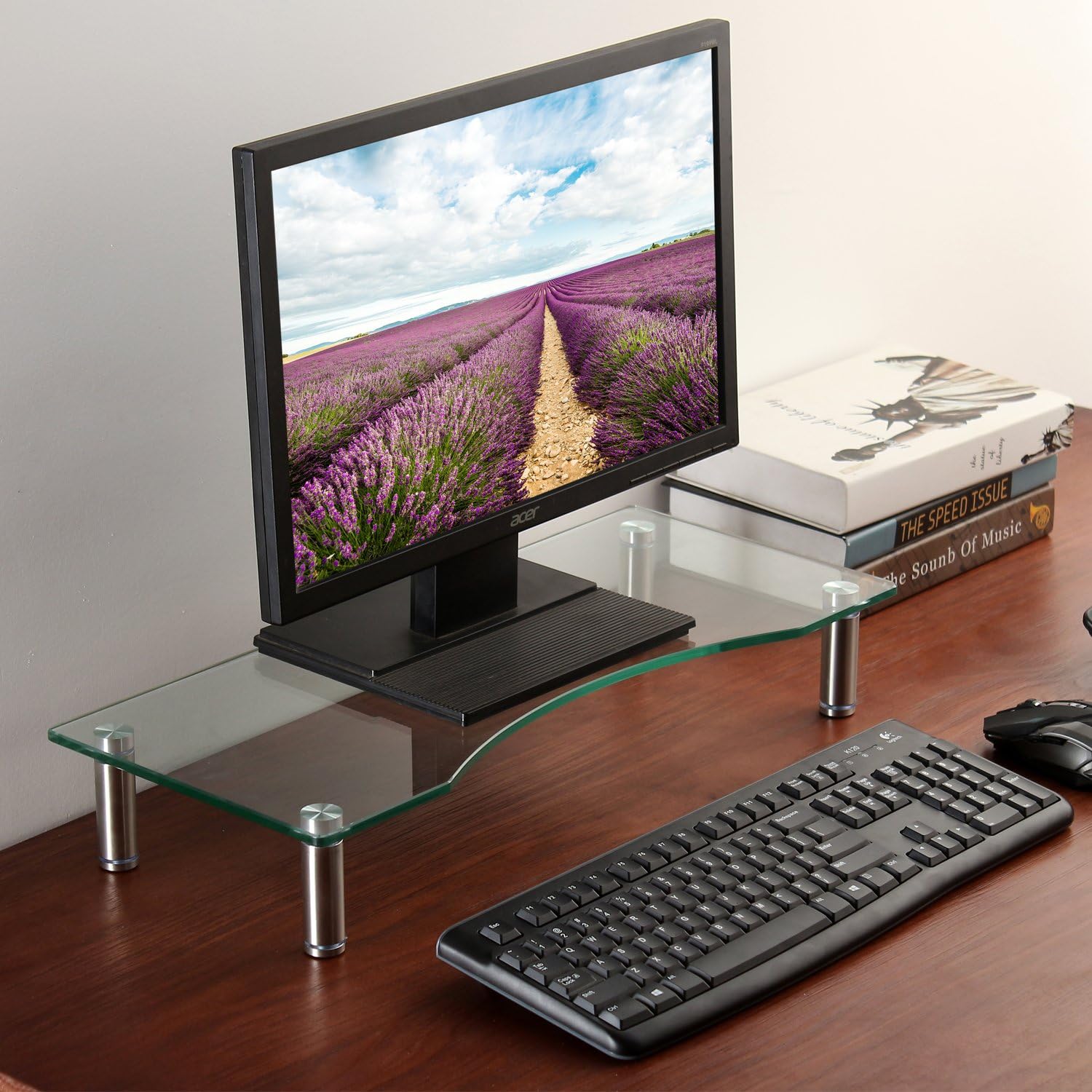 Ttap Clear Glass Monitor Stand/Laptop & Computer TV Screen Riser/Height ...