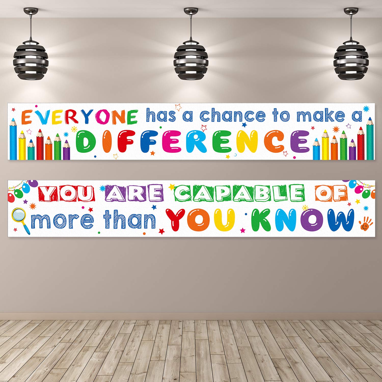 2 Pack Motivational Classroom Banner Poster Positive Banner ...