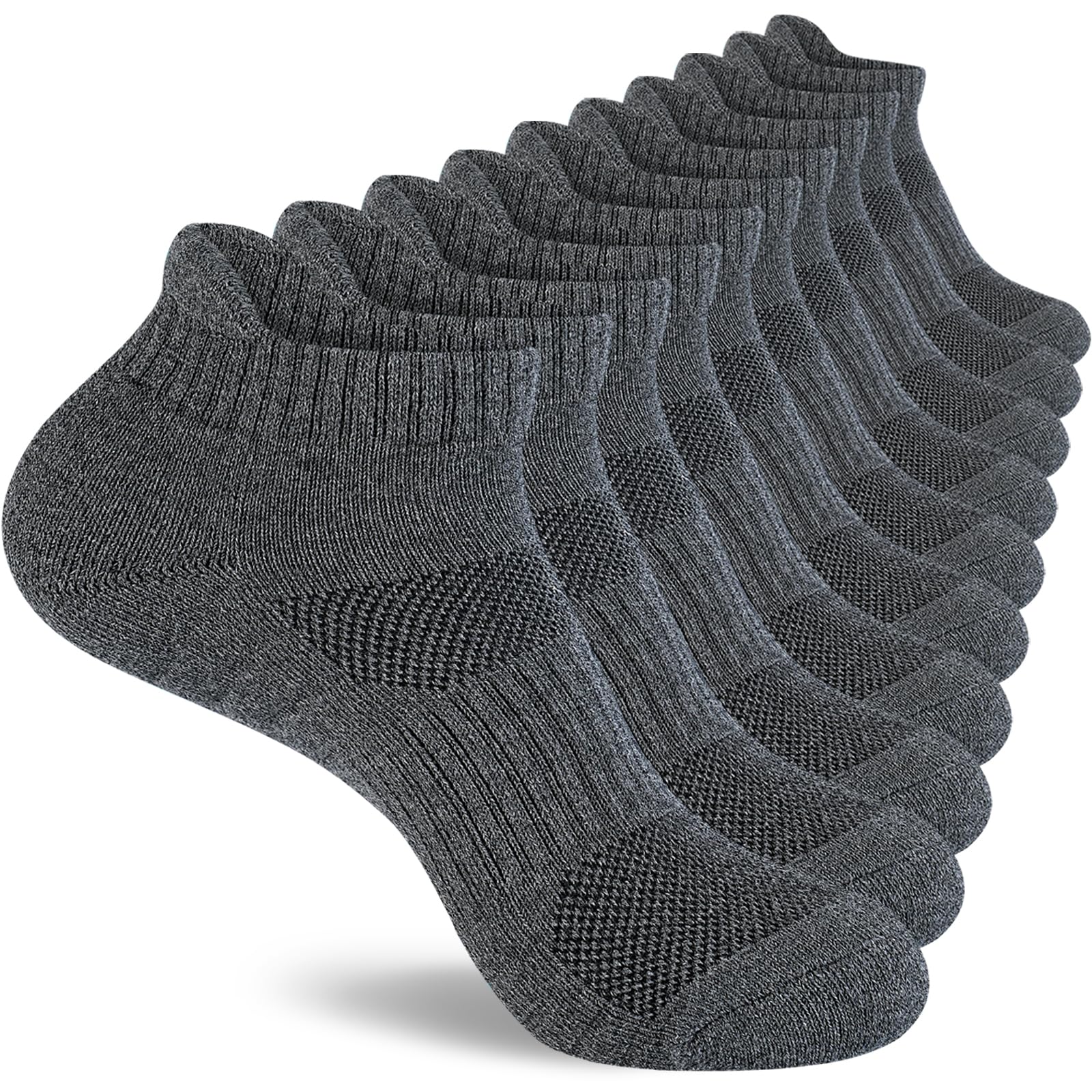 Mens 100% Cotton Ankel Socks, Athletic Cushioned Performance Running ...