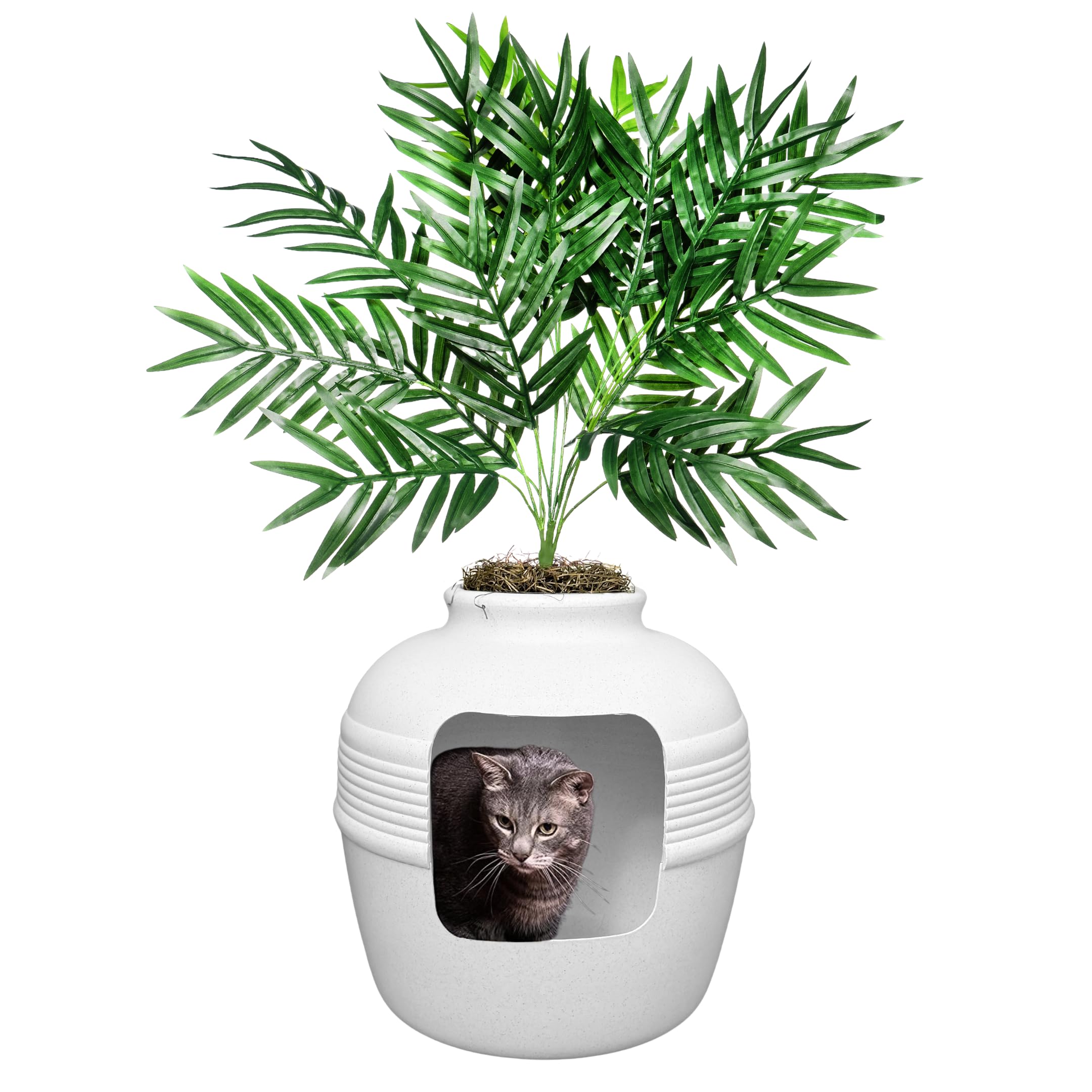 Good Pet Stuff Hidden Litter Box Base Kit, Round Enclosed Cat Planter ...