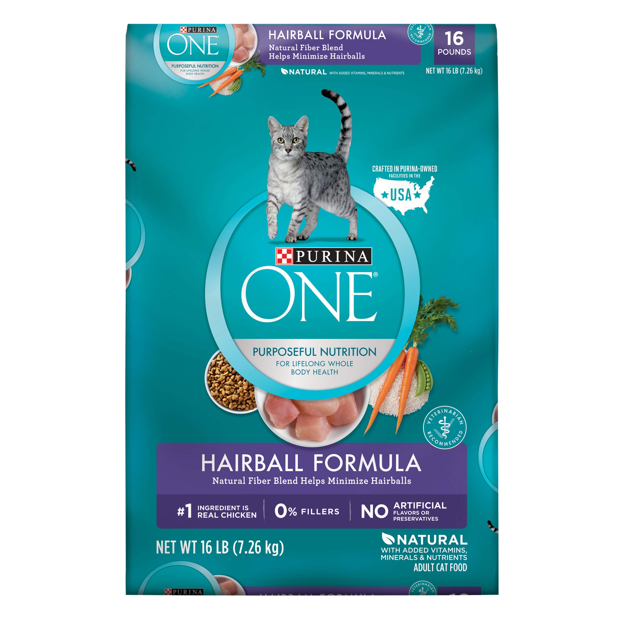 Purina ONE Hairball Natural Dry Cat Food Hairball Formula 16 Lb