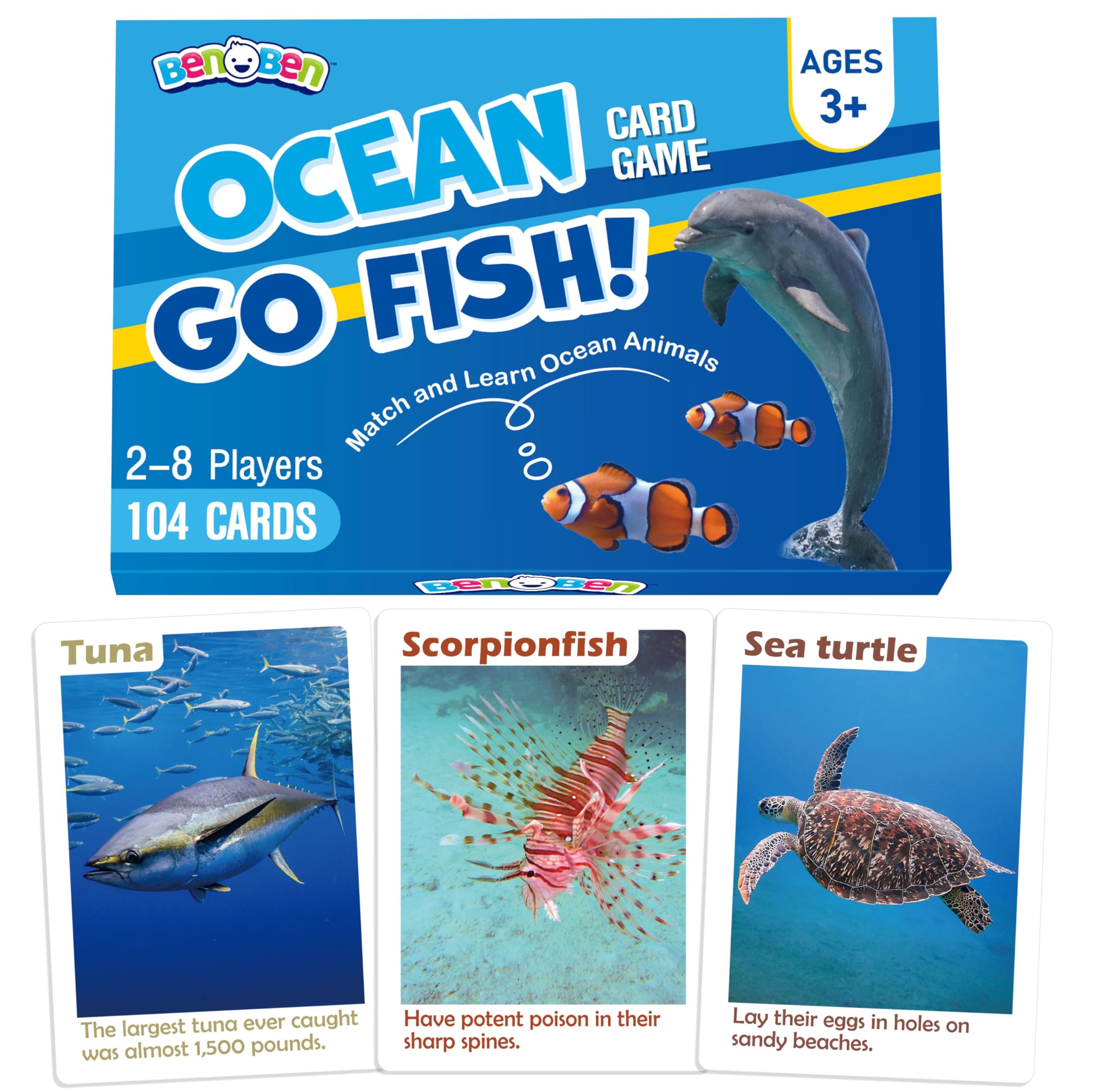 Mua BenBen Go Fish Card Game for Kids, 104 Cards, Ocean Theme Memory ...