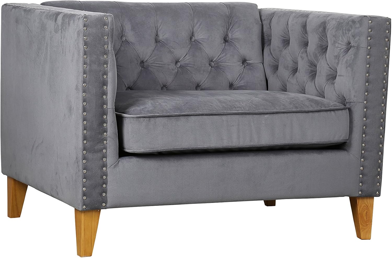 Birlea Florence Snuggle Chair Grey Velvet Snuggler, 80x109x77 cm – BigaMart