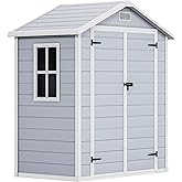 Amazon.com : DWVO 6x4.4 FT Resin Storage Shed with Reinforced Floor, Outdoor Storage Shed with ...