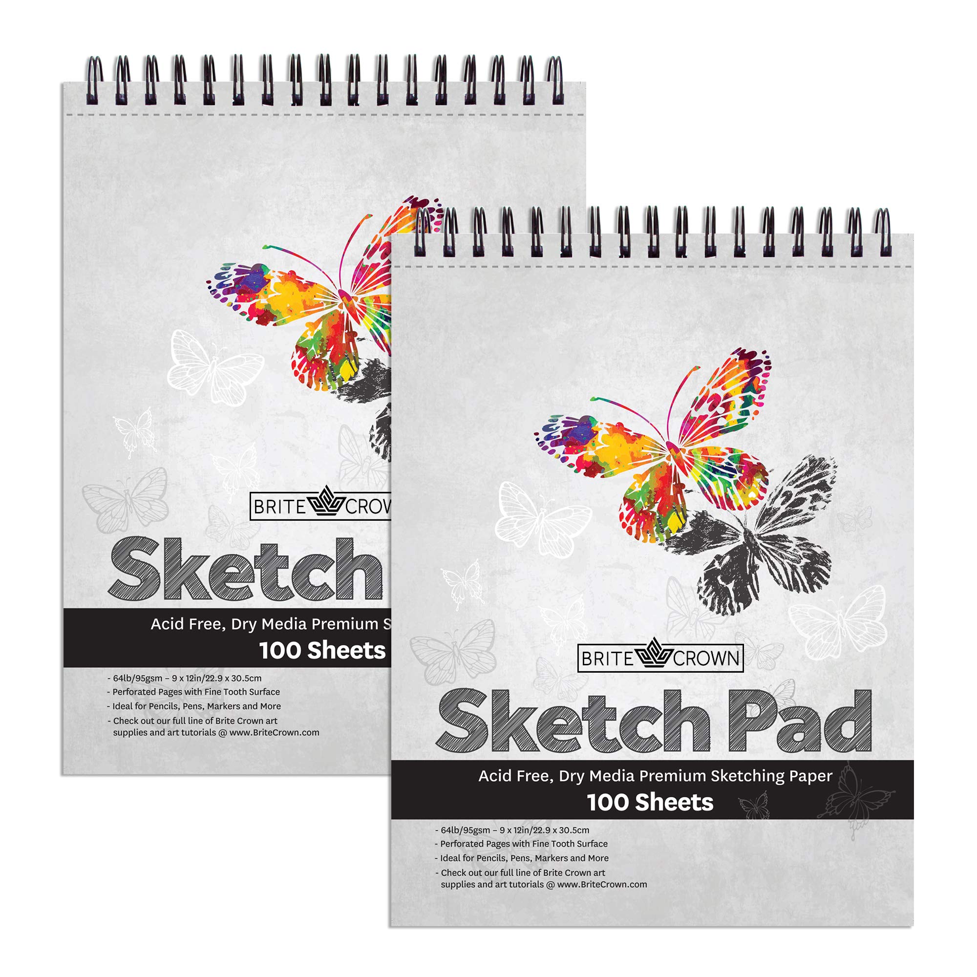 Brite Crown Sketch Pad 2-Pack - 9x12 Drawing Pads for Kids 9-12, Teens ...