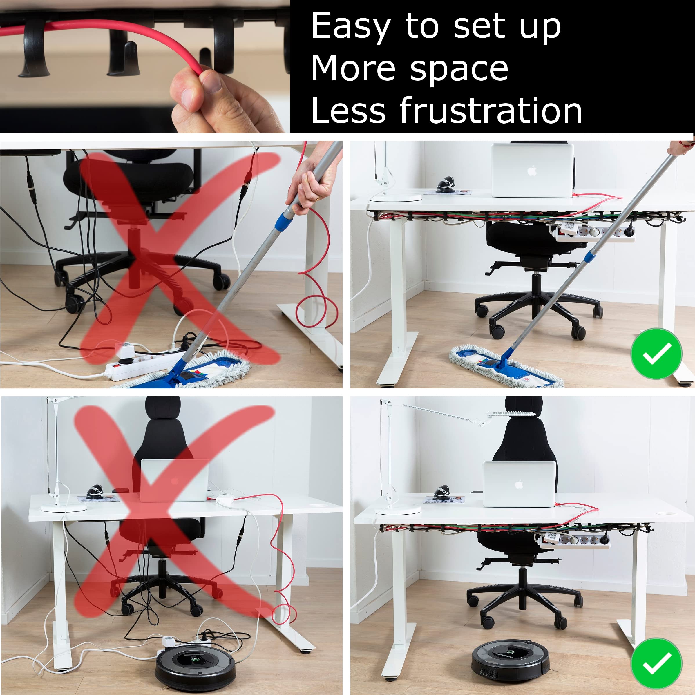 Mua Kenson 3 Pack Rib Under Desk Cable Management - Black Wire Hider ...