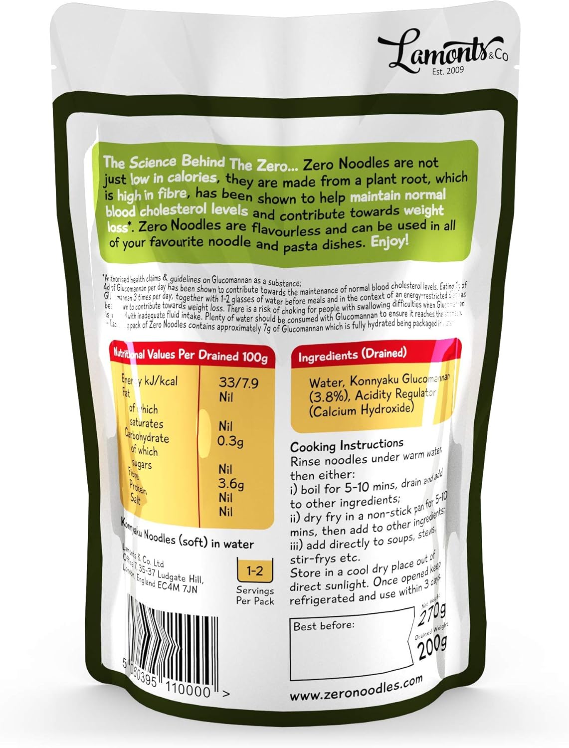 Zero Noodles Original 200g – UK Made Shirataki / Konjac Noodles (5 ...
