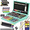 Sunnyglade 145 Piece Deluxe Art Set, Wooden Art Box & Drawing Kit with ...