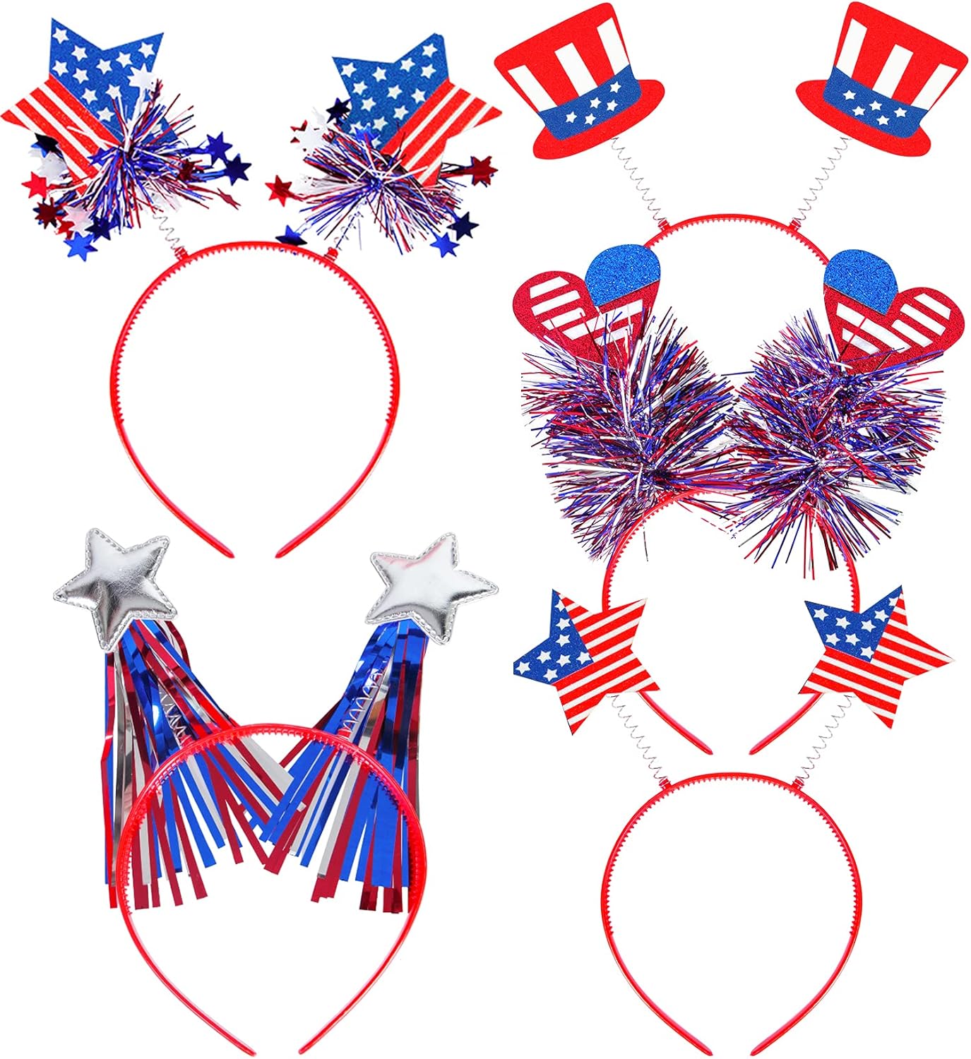 Amazon.com: 5 Pcs Patriotic Head Boppers Headband, 4th of July Party ...