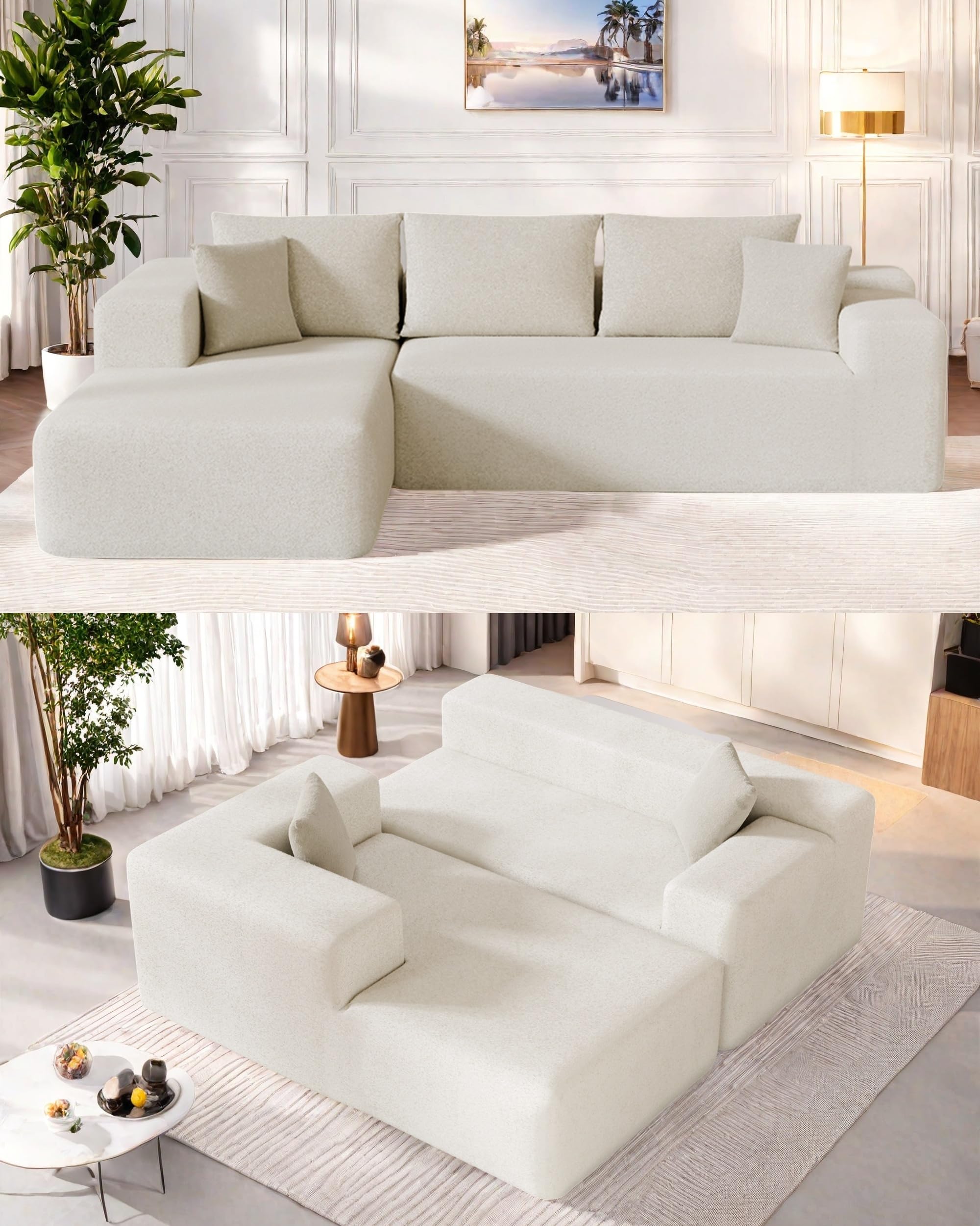 Trygoal L-Shape Cloud Sectional Sofa, 104” Modern Modular Boneless ...