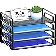 Amazon.com: Samstar 4 Pack Stackable Letter Paper Tray, Desk File Organizer Paper Sorter for ...