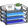 samstar 4 Pack Stackable Letter Paper Tray, Desk File Organizer Paper ...