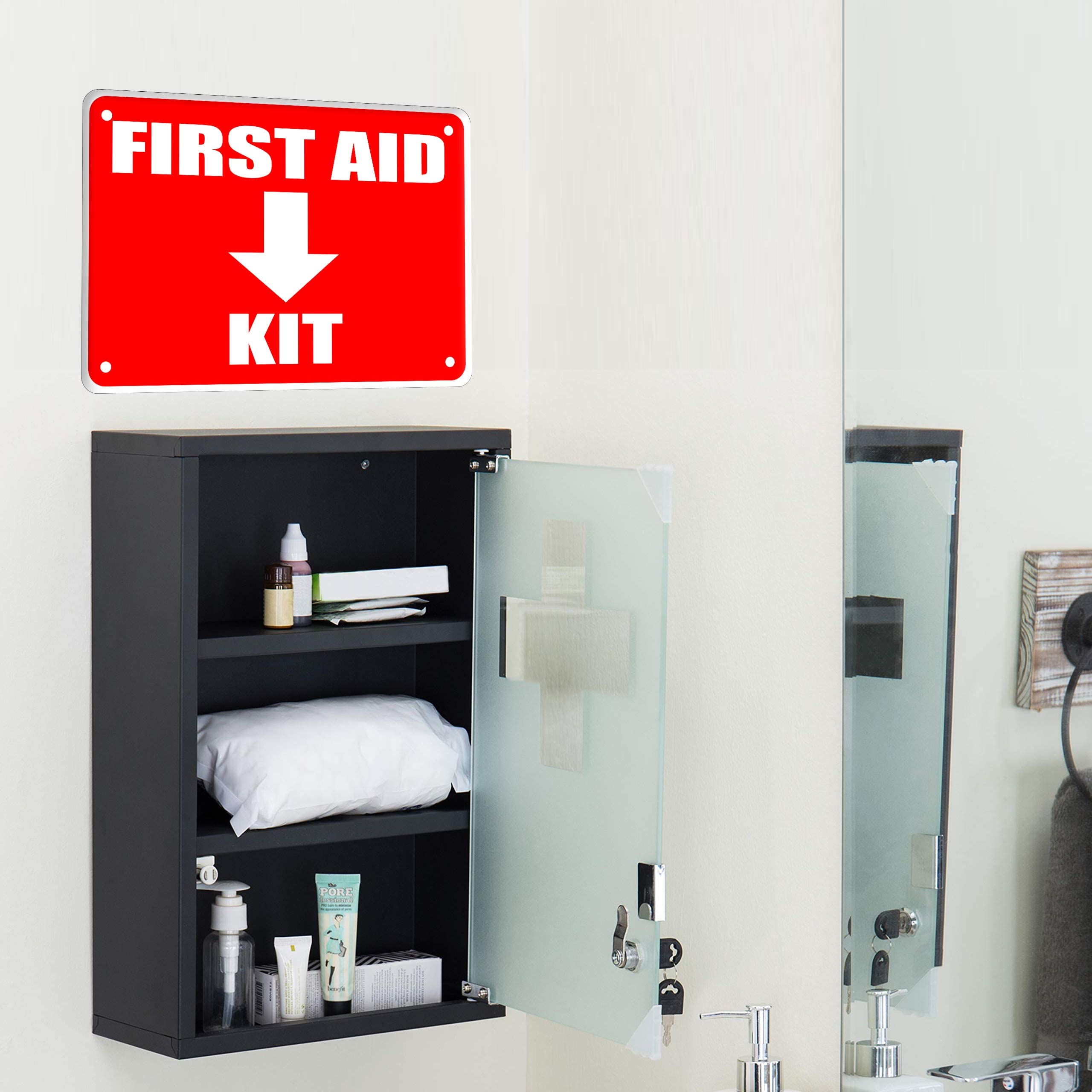 First Aid Sign, Durable Plastic Safety Sign, 7 X 10 Inch, Red On White ...