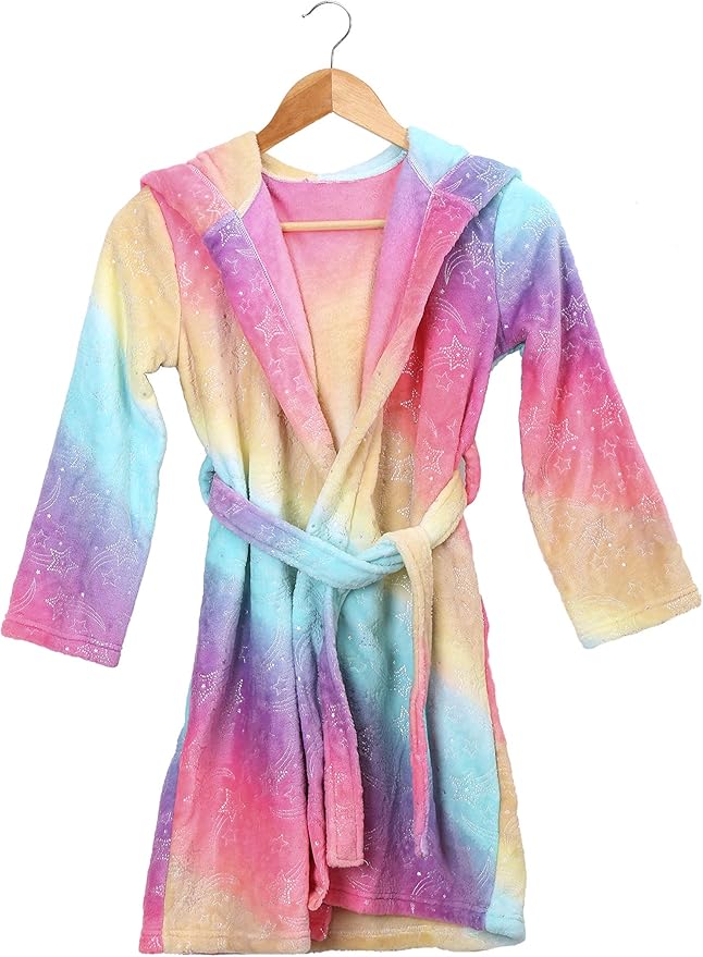 Amazon.com: Kids Girls Rainbow Fleece Robe Housecoat Bathrobe for Tween ...