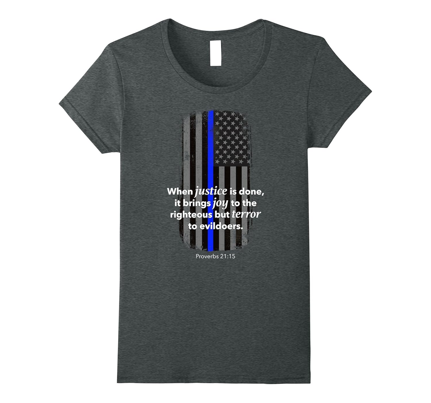 Thin Blue Line Policeman Bible Verse American Flag T-Shirt-4LVS ...