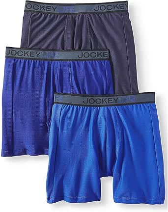 Jockey Life Breathe 3-Pack Men's Breathable Mesh Stretch Long-Leg Boxer ...
