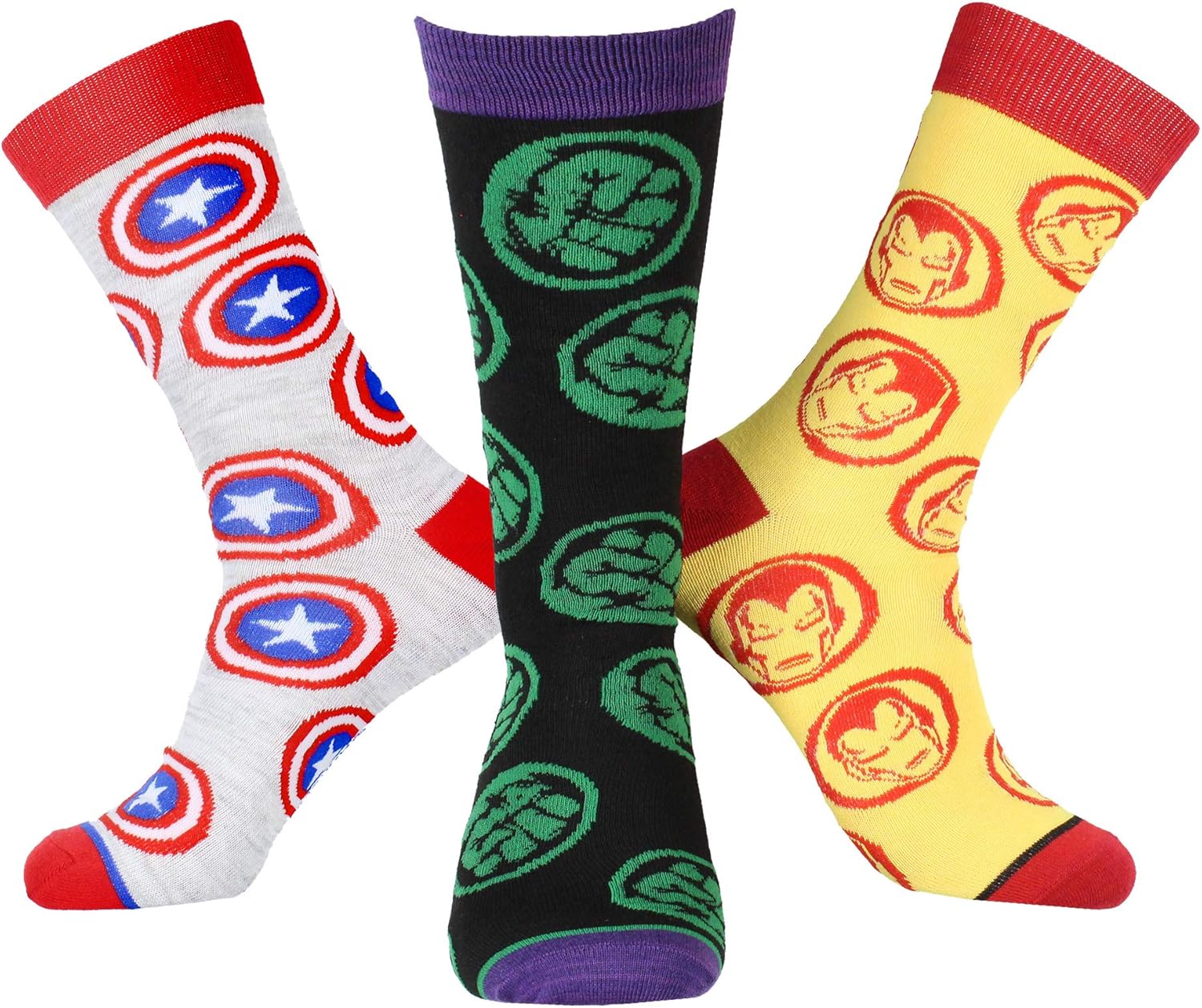 Amazon.com: Marvel Avengers Iron Man Captain America Hulk Socks Men's ...